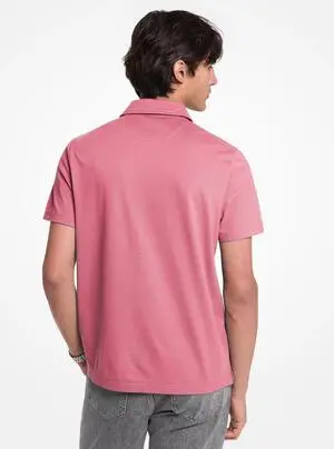 Michael Kors Cotton Blend Piqué Zip-up Polo Shirt In Size By