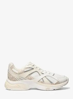 Michael Kors Leo Mixed-media Trainer In Size By