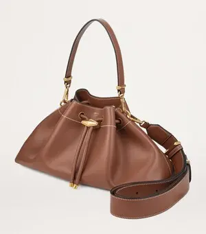 JIMMY CHOO Medium Cinch Leather Bucket Bag - Brown