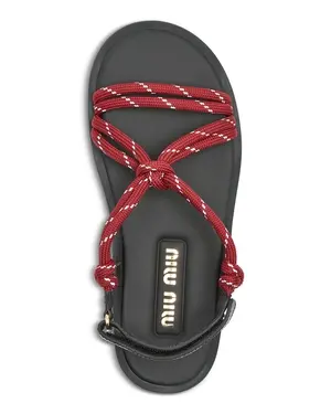 Miu Miu Nastro Rope Sandals - Amaranto