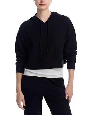 Aqua Ribbed Sweatshirts Hoodies For Women