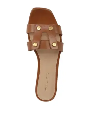 Veronica Beard Via Leather Slide Sandals - Honey