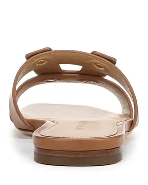 Veronica Beard Via Leather Slide Sandals - Honey