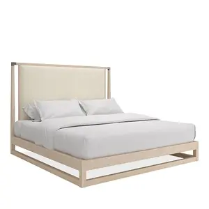 CARACOLE Classic Pinstripe Upholstered Light Bed, Queen - Oak