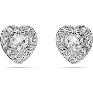 SWAROVSKI X Ariana Grande Angelic Crystal Heart Halo Stud Earrings - White/ Silver