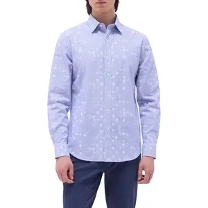 Bugatchi Karl Stripe & Dot Print Cotton Button-up Shirt