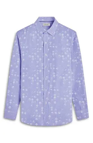 Bugatchi Karl Stripe & Dot Print Cotton Button-up Shirt