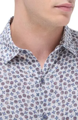 Bugatchi Julian Shaped Fit Linen Button-up Shirt - Sand