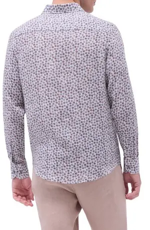 Bugatchi Julian Shaped Fit Linen Button-up Shirt - Sand