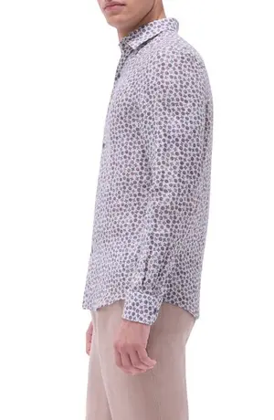 Bugatchi Julian Shaped Fit Linen Button-up Shirt - Sand