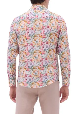 Bugatchi Julian Shaped Fit Linen Button-up Shirt - Sand