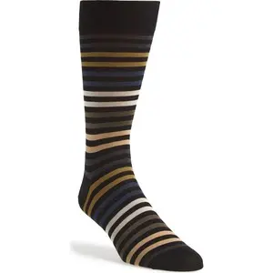 Pantherella Pantherella Kilburn Stripe Cotton Blend Dress Socks Black