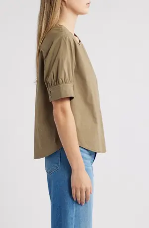 Wit & Wisdom Cuffed Elbow Sleeve Top - Nori Green