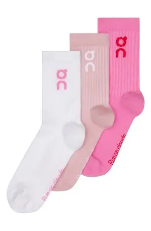 On On 3-Pack Logo Quarter Socks Mauve/ Raspberry