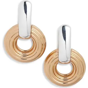Tory Burch Doorknocker Drop Earrings - Light Brass /light Silver