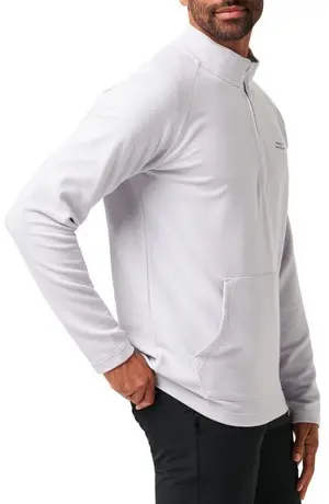 Travis Mathew Thermal Quarter Zip Pullover - Heather Light Grey