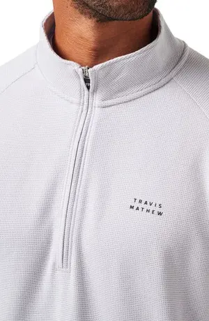 Travis Mathew Thermal Quarter Zip Pullover - Heather Light Grey