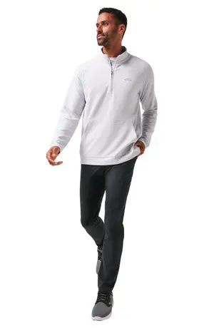 Travis Mathew Thermal Quarter Zip Pullover - Heather Light Grey