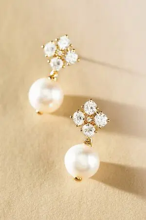 Nadri Blair Pearl Drop Stud Earrings - Gold