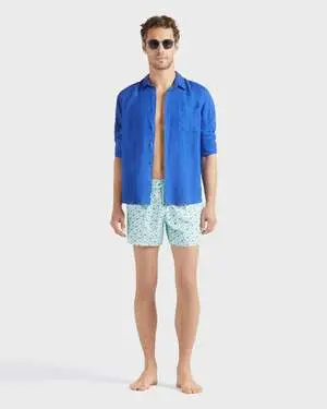 Vilebrequin Stretch Short Swim Trunks Micro Ronde Des Tortues Rainbow Mdb Moorise - Blue