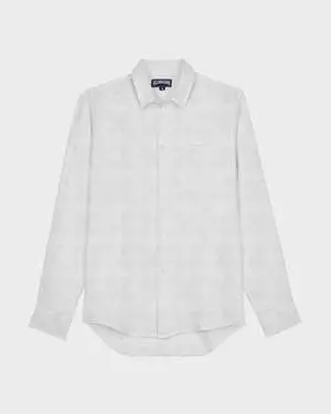 Vilebrequin Linen And Cotton Shirt Turtle Monogram Shirt Caroubis - White