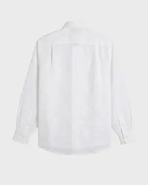 Vilebrequin Linen And Cotton Shirt Turtle Monogram Shirt Caroubis - White