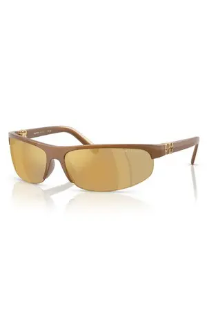 Miu Miu 70mm Oversized Oval Sunglasses - Brown Mirror
