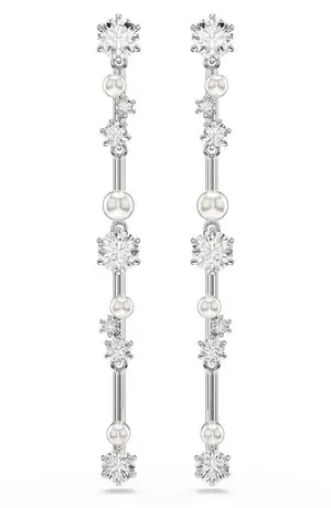SWAROVSKI Constella Bar Drop Earrings - White/ Silver
