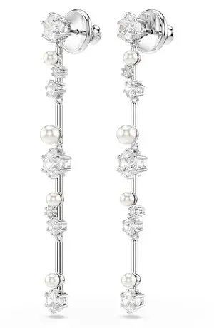 SWAROVSKI Constella Bar Drop Earrings - White/ Silver