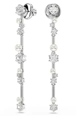 SWAROVSKI Constella Bar Drop Earrings - White/ Silver
