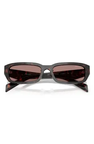 Prada 55mm Rectangular Sunglasses - Lite Brown
