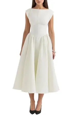 House Of Cb Debutante Backless Midi Dress - Ivory