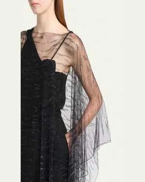 Giorgio Armani Crystal Embellished Sheer Cape
