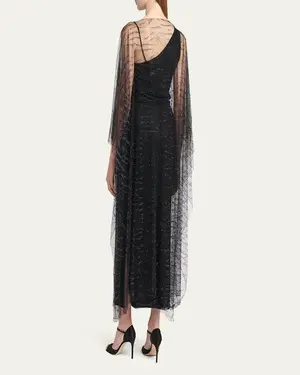 Giorgio Armani Crystal Embellished Sheer Cape