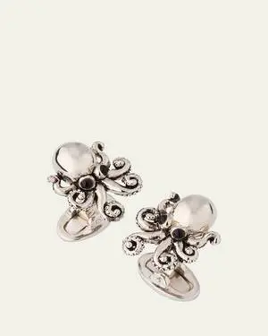 JAN LESLIE Sterling Octopus Cufflinks - Silver