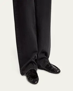 Saint Laurent Le Loafer Embossed Leather Mules - Nero