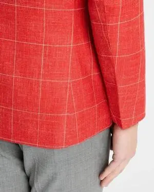 Kiton Cashmere-blend Windowpane Sport Coat - Red