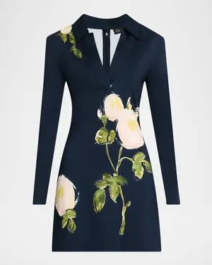 Oscar De La Renta Milano Jersey Mini Dress - Whitedark Navy