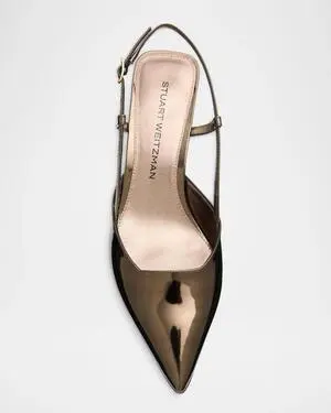 STUART WEITZMAN Vinnie Metallic Slingback Pumps - Cigar