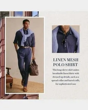 Polo Ralph Lauren Apos;s Linen Mesh Polo Shirt - Navy