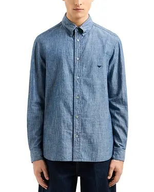 Emporio Armani Chambray Regular Fit Button Down Shirt