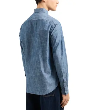 Emporio Armani Chambray Regular Fit Button Down Shirt