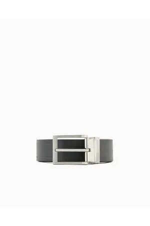 Emporio Armani Reversible Leather Belt With Embossed Logo - Black