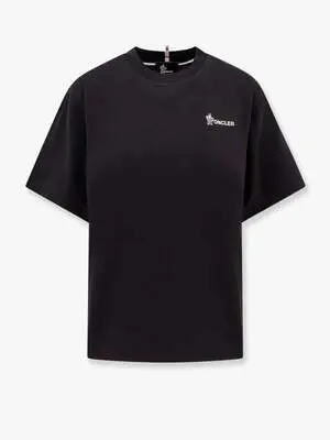 Moncler Cotton T-shirt With Embroidered Logo - Black