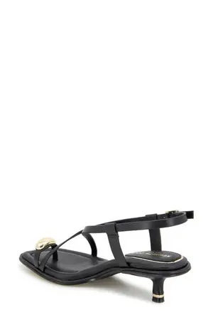 KENNETH COLE Geala Slingback Kitten Heel Sandal - Black Leather