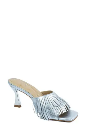 KENNETH COLE Darby Leather Slide Sandal - Silver Leather