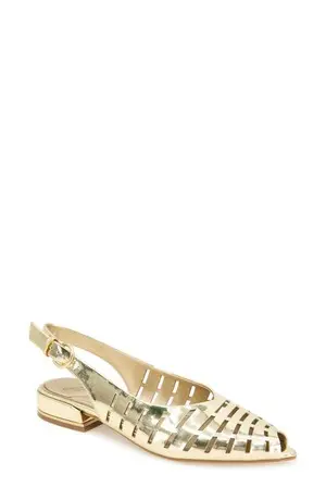 KENNETH COLE Calabra Slingback Peep Toe Flat - Gold