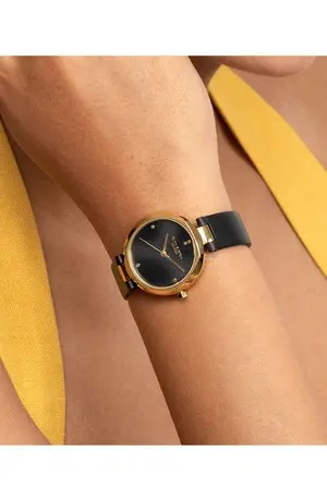 OLIVIA BURTON Dimension Leather Strap Watch