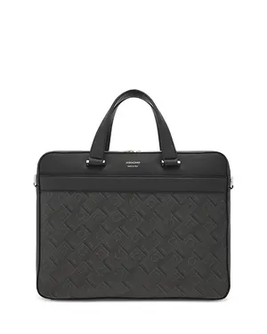 FERRAGAMO Monogram Canvas And Leather Business Bag - Nero