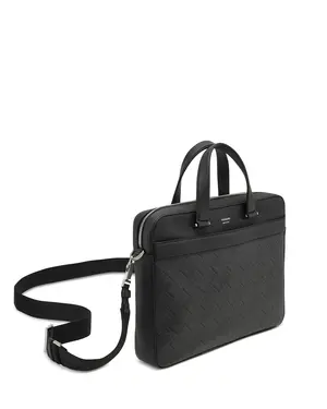 FERRAGAMO Monogram Canvas And Leather Business Bag - Nero